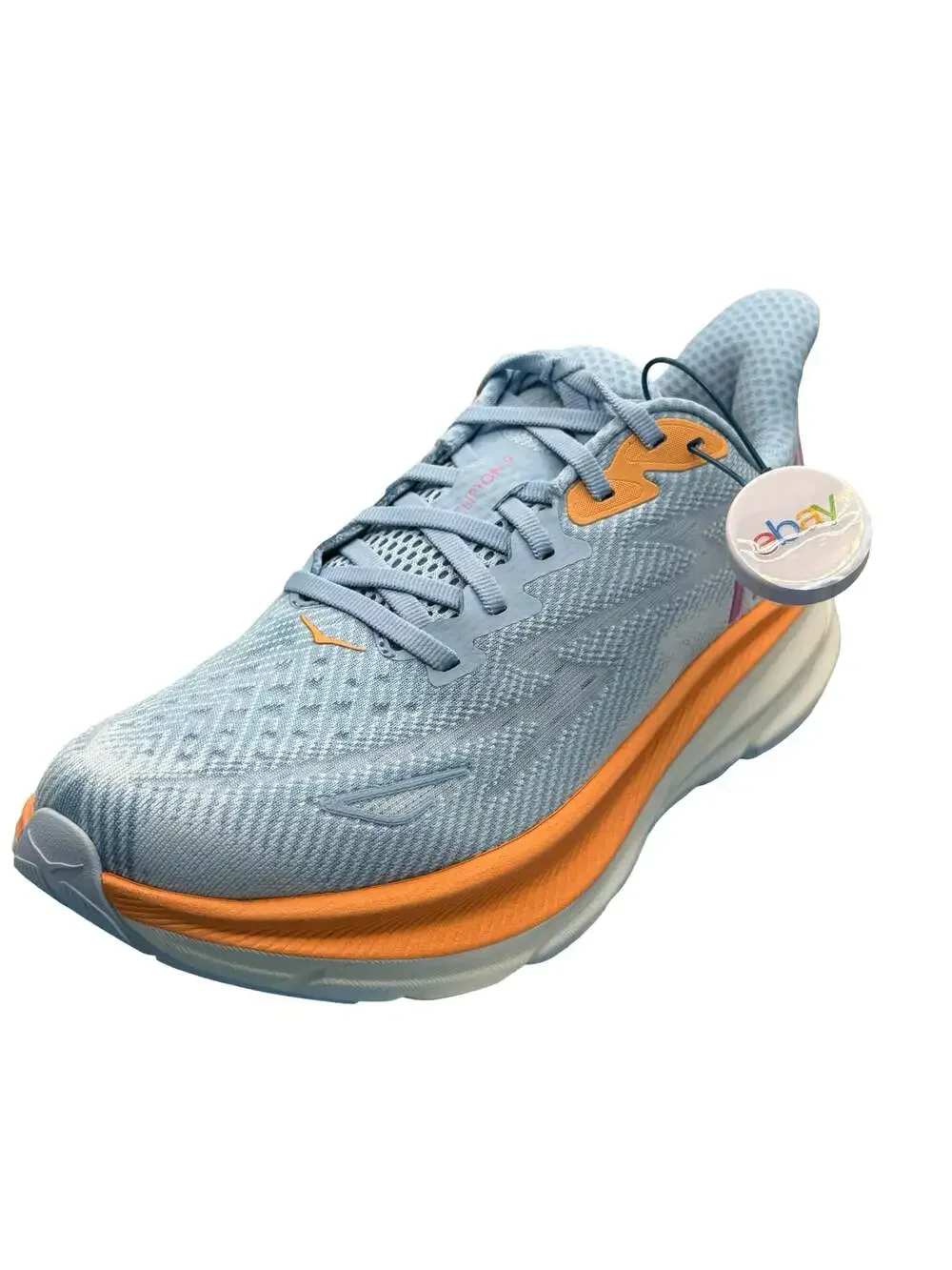 Hoka | Shoes | Hoka Clifton 9 Running Shoes Light Blue Orange | Poshmark